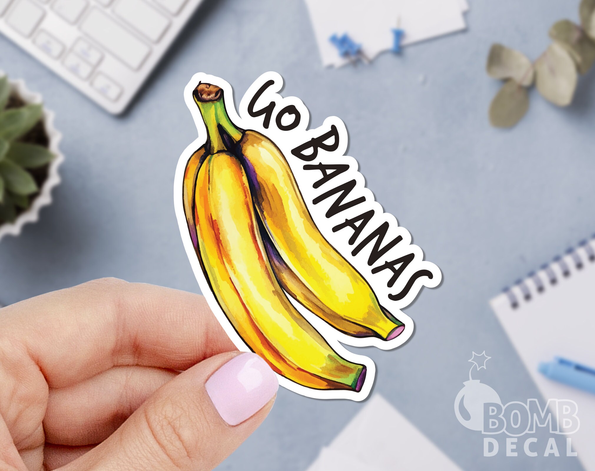 Go Bananas Sticker Fruit Sticker Food Sticker Go Vegan - Etsy
