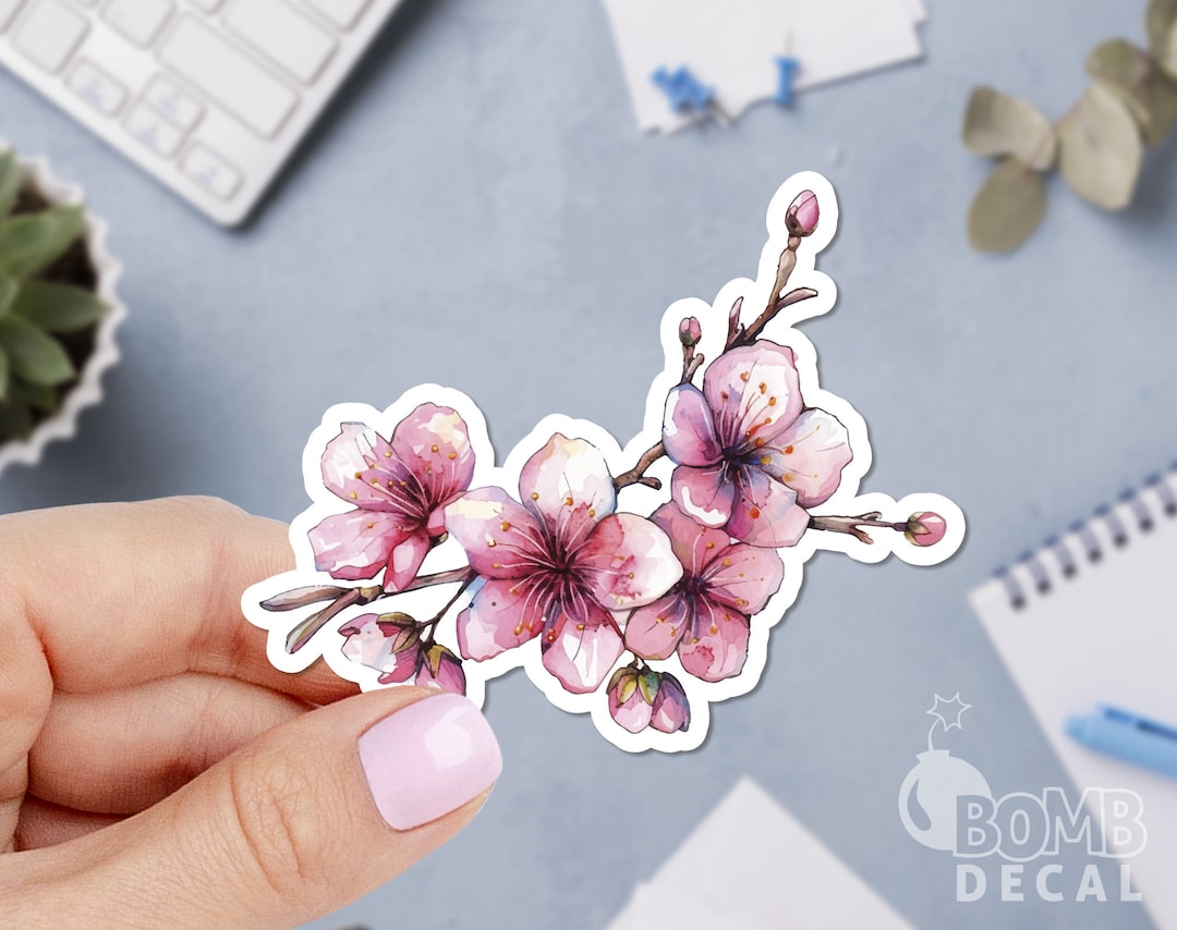 Sakura Flowers Sticker, Beautiful Sticker, Floral Sticker, Nature ...