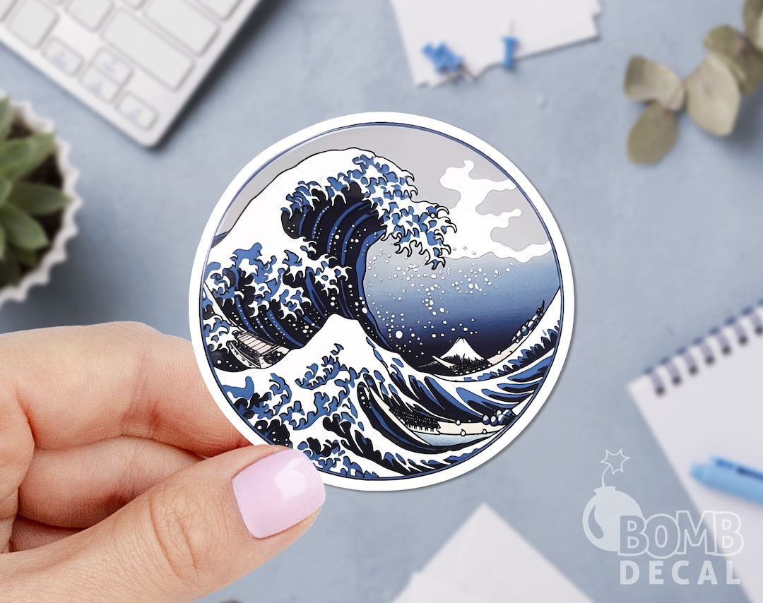 Great Wave Sticker, Hokusai Kanagawa Stickers, Japanese Wave Sticker ...