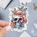 Skull Flowers Sticker, Skull Watercolor Sticker, Floral Sticker, Scary ...