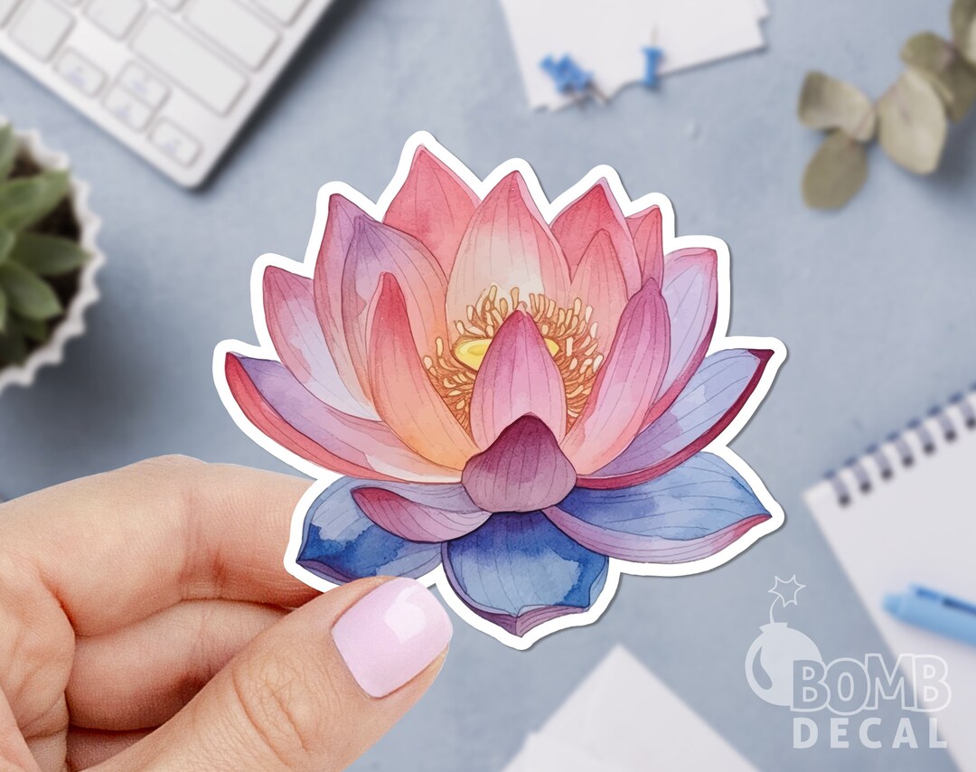 Lotus Flower Sticker, Nature Sticker, Watercolor Sticker, Yoga Sticker ...