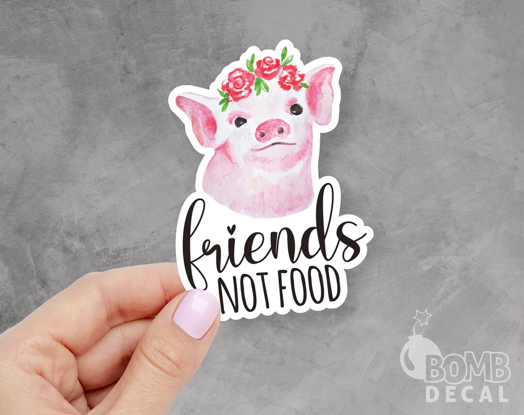Friends Not Food Sticker: Watercolor Pig Vegan Laptop Decal - Etsy