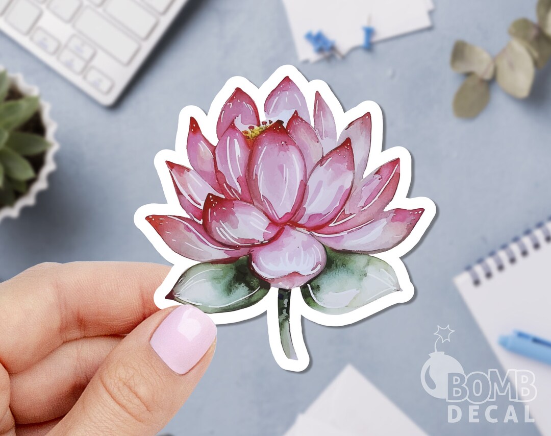 Lotus Flower Sticker, Nature Sticker, Watercolor Sticker, Yoga Sticker ...
