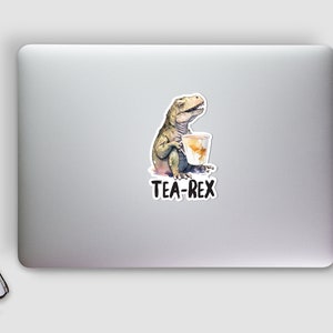 Tea-rex Sticker, Tea Sticker, T Rex Sticker, Dinosaur Sticker, Watercolour Sticker, Cool MacBook ...