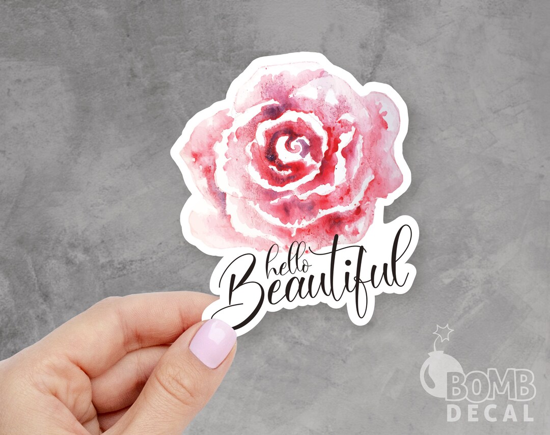 Hello Beautiful Sticker, Flower Sticker, Hello Sticker, Beautiful ...