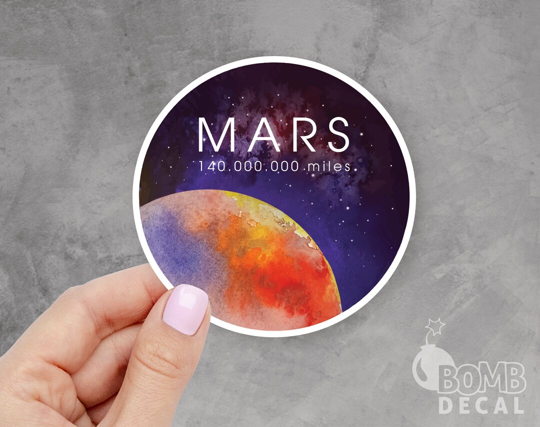 Mars Space Sticker, Mars Sticker, Life Sticker, Planet Sticker, Solar ...