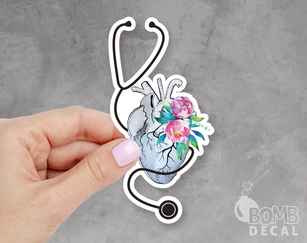 Heart Stethoscope Sticker, Nurse Sticker, Heart Sticker, Hero Sticker ...