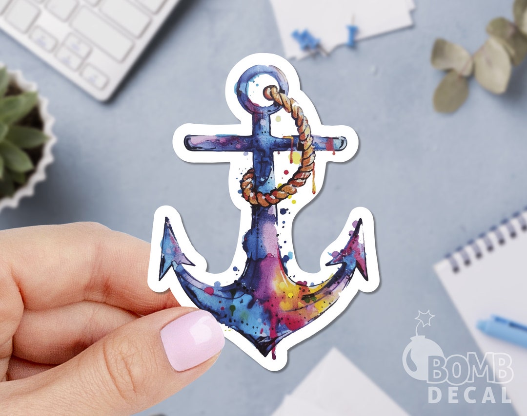 Anchor Sticker, Ocean Sticker, Sea Sticker, Boat Sticker, Watercolour ...