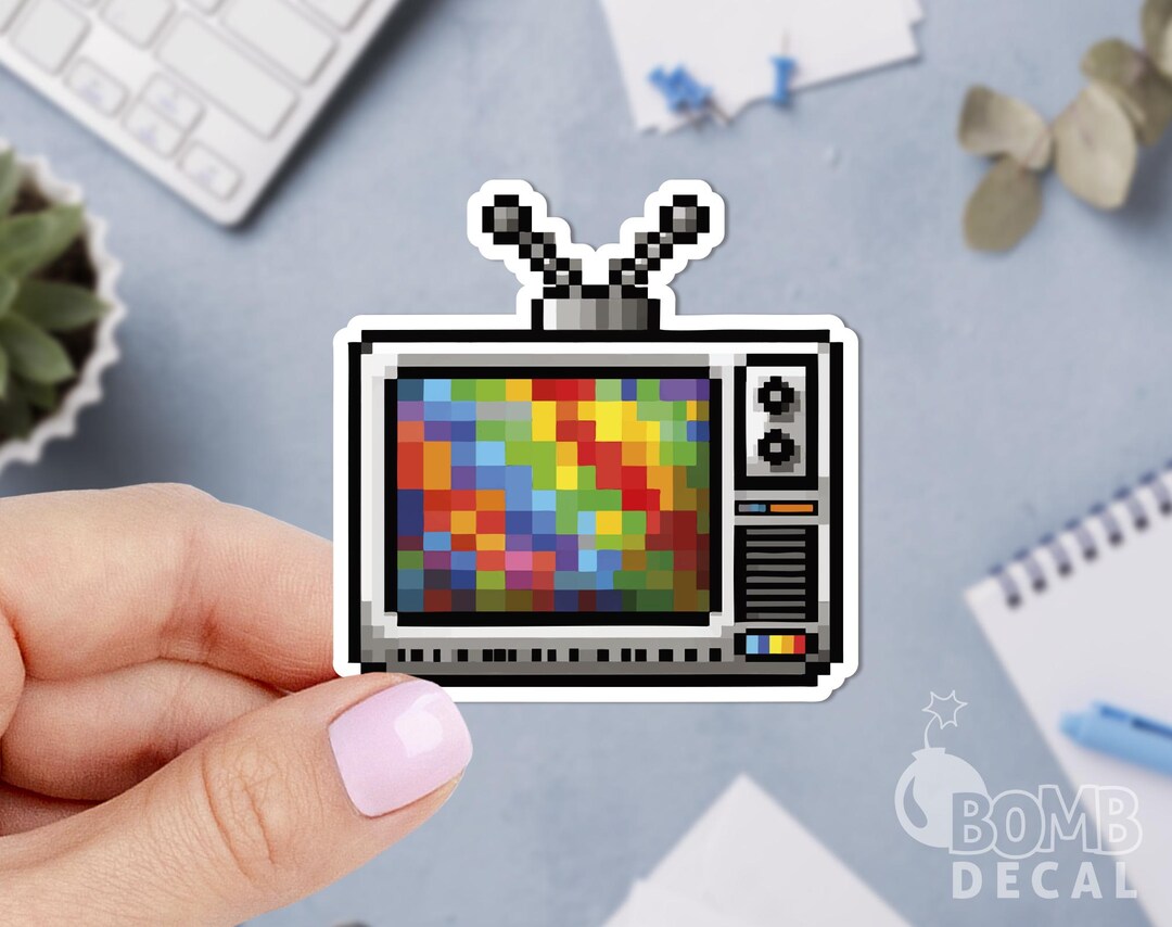 Retro TV Sticker: Pixel CRT Television Laptop Decal - Etsy