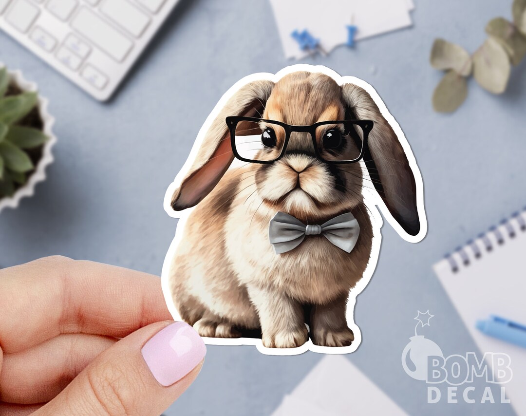 Rabbit Sticker, Rabbit With A Bow Sticker, Rabbit With Glasses Sticker ...