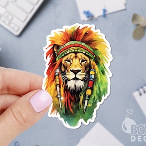 Rasta Lion Sticker, Lion of Judah, Reggae Sticker, Watercolor Sticker ...