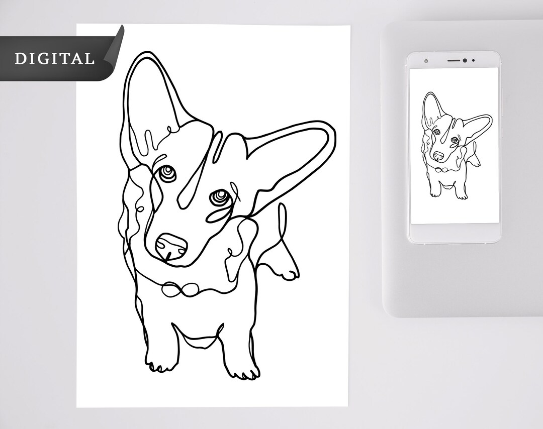 Corgi Digital Illustration, Pet SVG, Corgi SVG, Dog SVG, Animal Print ...