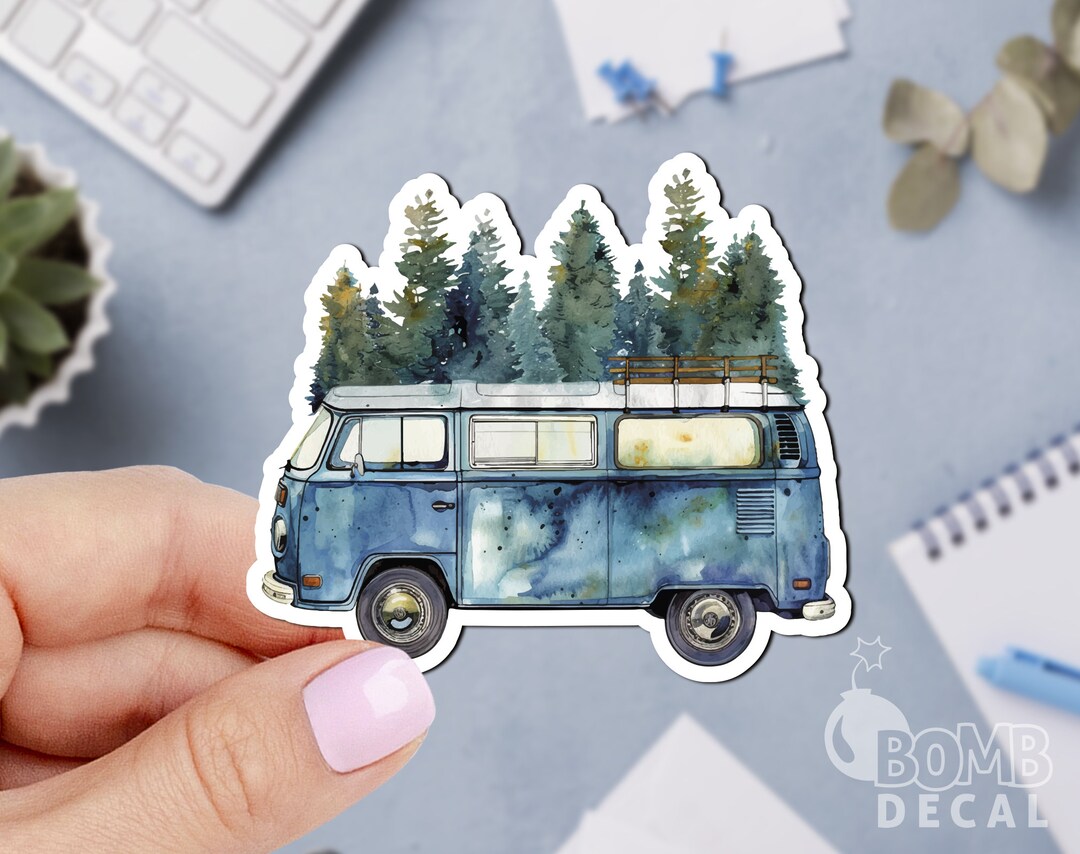 Vintage VW Sticker, Forest Sticker, Travel Sticker, Camper Sticker ...