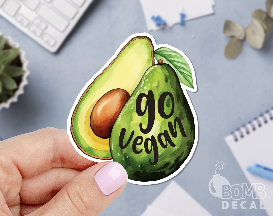 Go Vegan Sticker, Avocado Sticker, Food Sticker, Health Sticker, Veggie ...