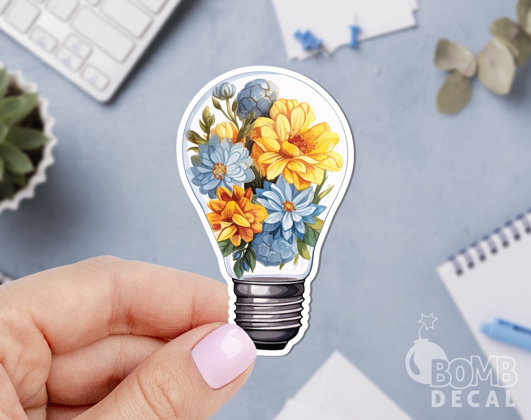 Floral Light Bulb Vinyl Sticker: Laptop, Mug, Journal Decal - Etsy