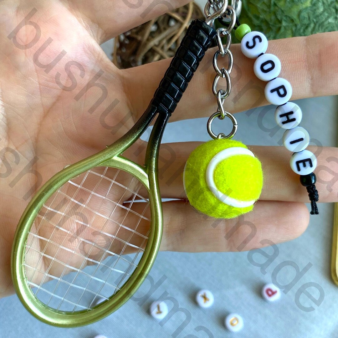Personalized Tennis Keychain Racket Ball, Miniature Real Tennis ...