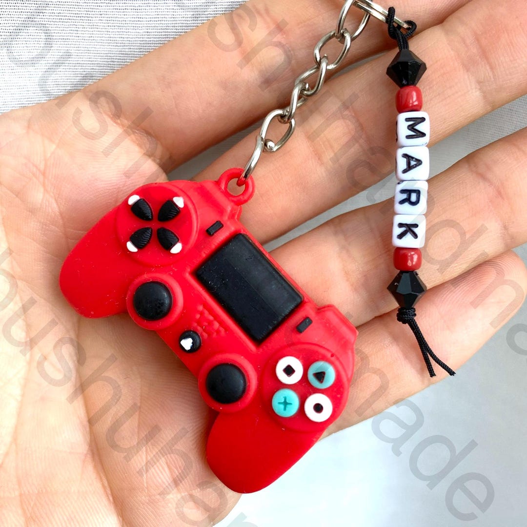 Personalized Gamer Keychain, Miniature Play Controller Station Keyring ...