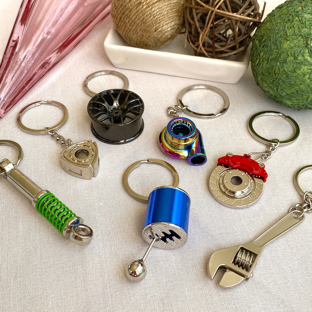 Auto Parts Metal Keychains, Turbo, Six Speed Manual Gearbox, Wheel Tire ...