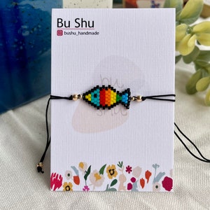 Fish Bracelet, Tiny Rainbow Miyuki Beaded Bracelets, Dainty Animal ...