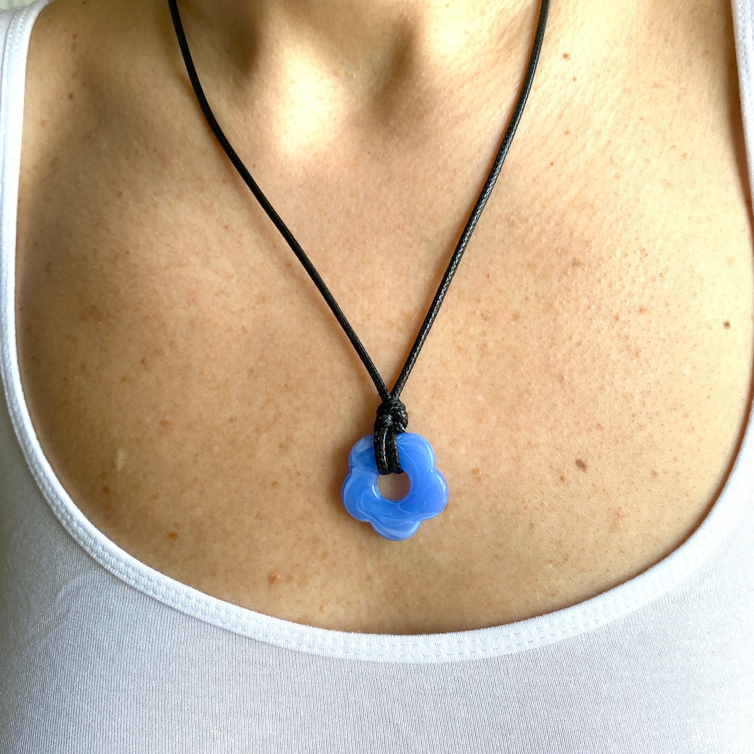 Flower Necklace, Cute Fidget Jewelry Pendant, Handmade Charm, Unique ...