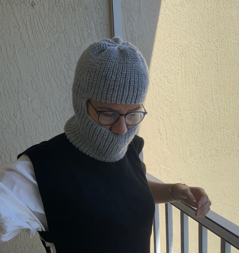 Wool Balaclava Knit Hand Knitted Winter Hat Helmet Full - Etsy
