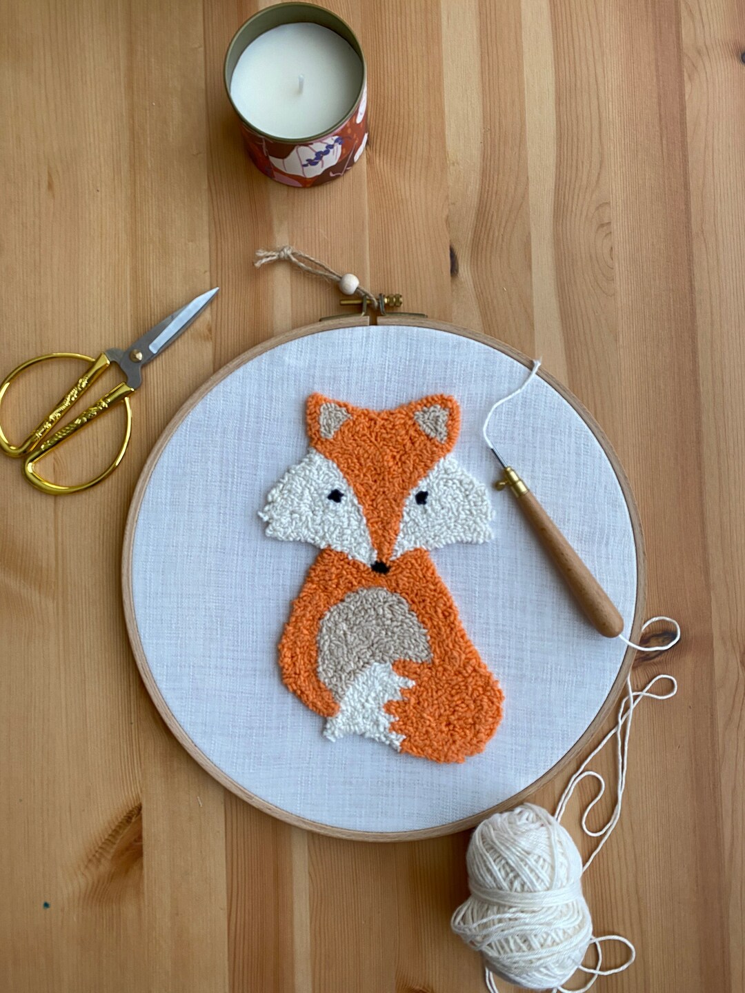 Tufted Fox Rug Wall Hanging: Punch Needle Embroidery Hoop Art - Etsy