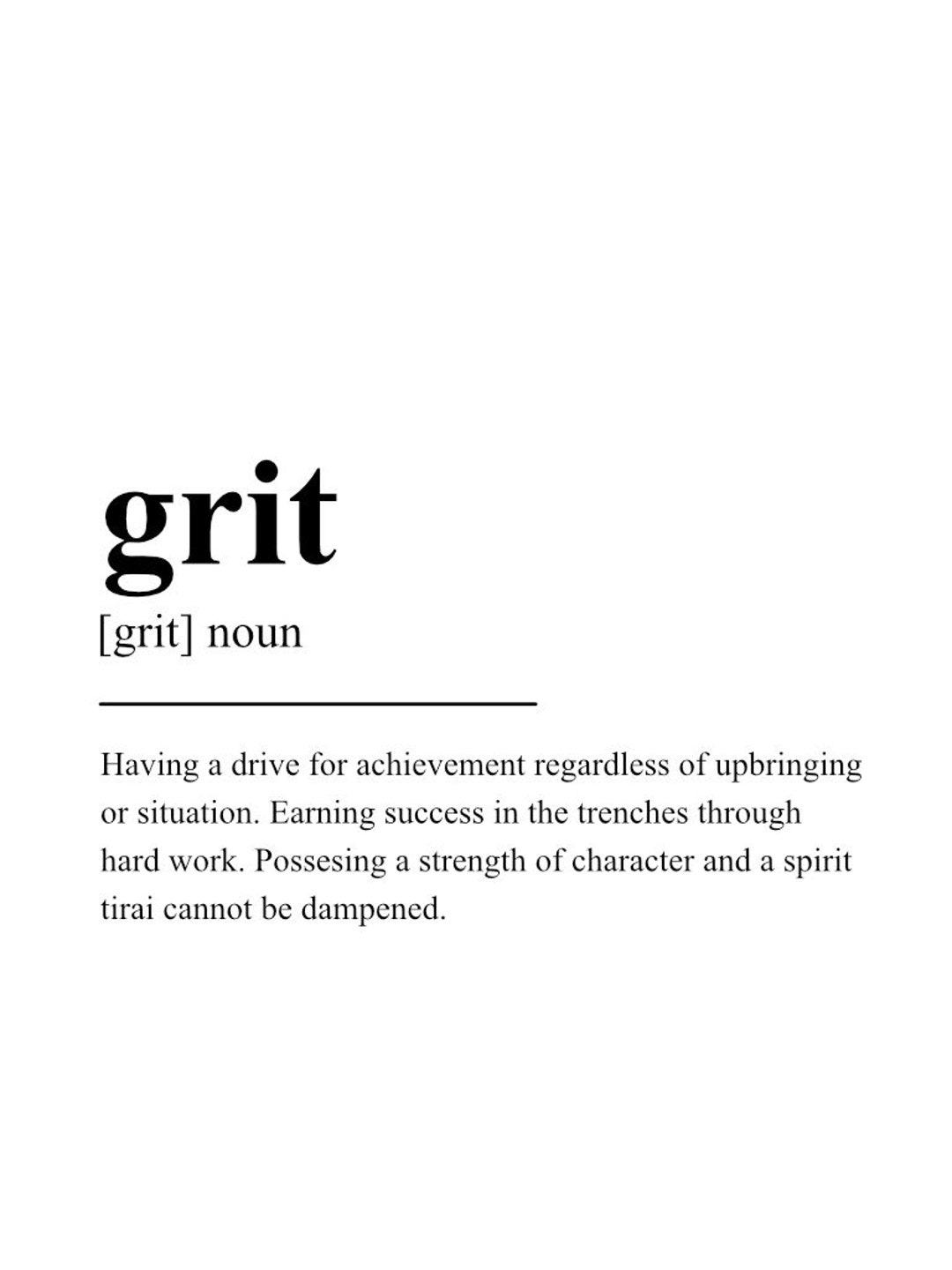 Grit Definition Print Grit Wall Art Definition Print - Etsy