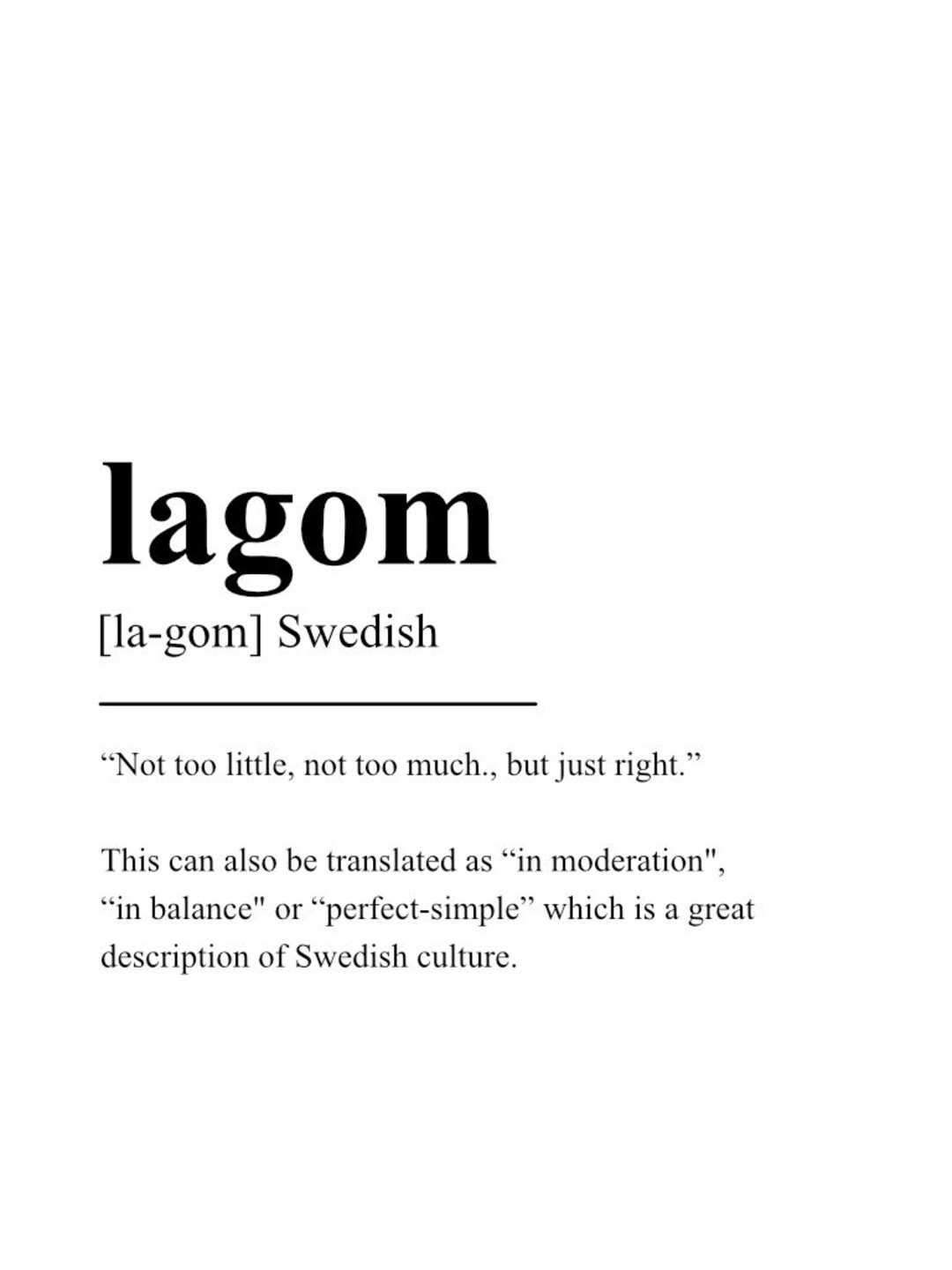 Lagom Definition Print Lagom Wall Art Definition Print - Etsy