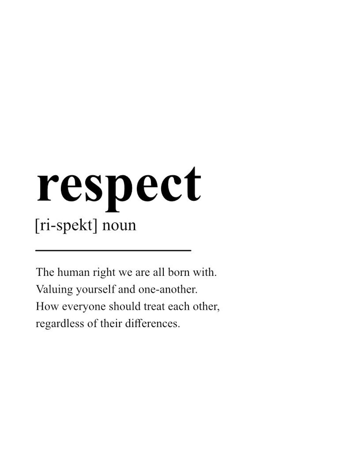 Respect Definition Print Respect Wall Art Definition Print - Etsy