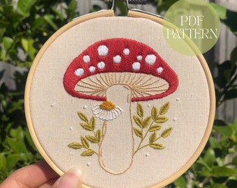 Mini Red Mushroom Digital Pattern Hand Embroidery Paint - Etsy