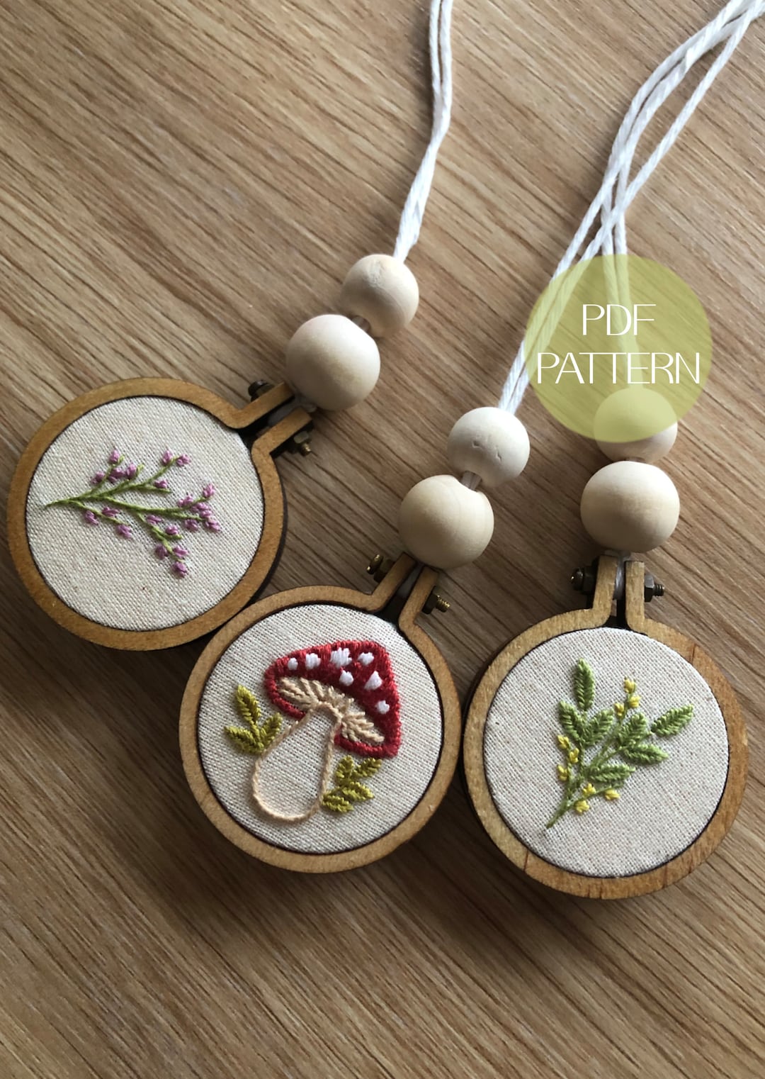 Mini Embroidery Hoop Car Charms Pattern | Digital Download Pattern ...