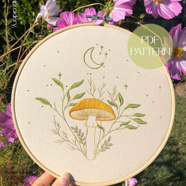 Mushroom Embroidery Pattern - Etsy