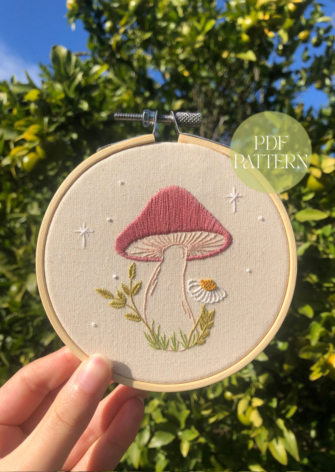 Mini Red Mushroom Digital Pattern Hand Embroidery Paint With Threads - Etsy