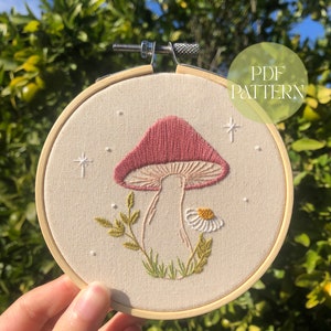 Mini Red Mushroom Digital Pattern Hand Embroidery Paint With Threads - Etsy