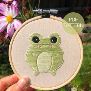 Frog Embroidery Pattern | Digital Download Pattern | Paint With Threads ...
