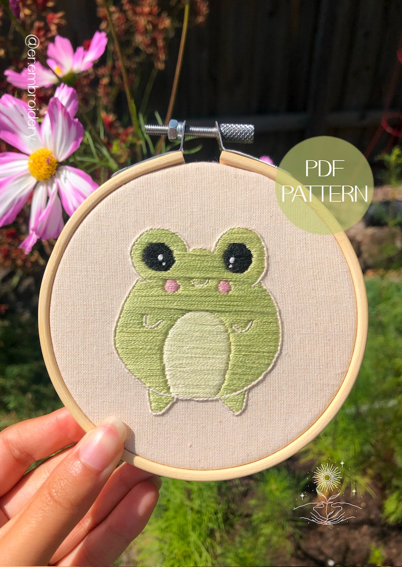Frog Embroidery Pattern | Digital Download Pattern | Paint With Threads ...