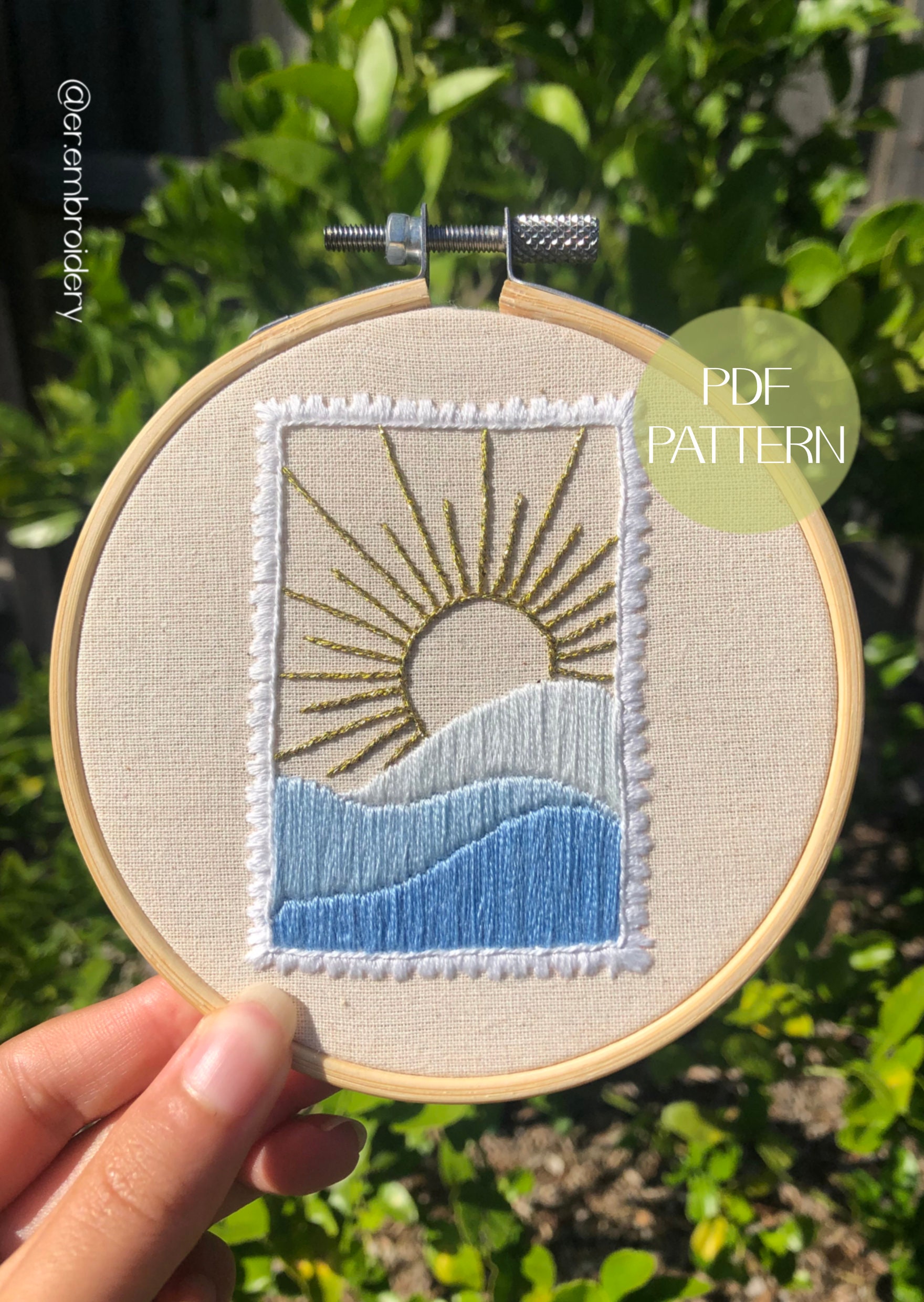 Ocean & Sun Hand Embroidery Pattern Digital Download Pattern Paint With ...
