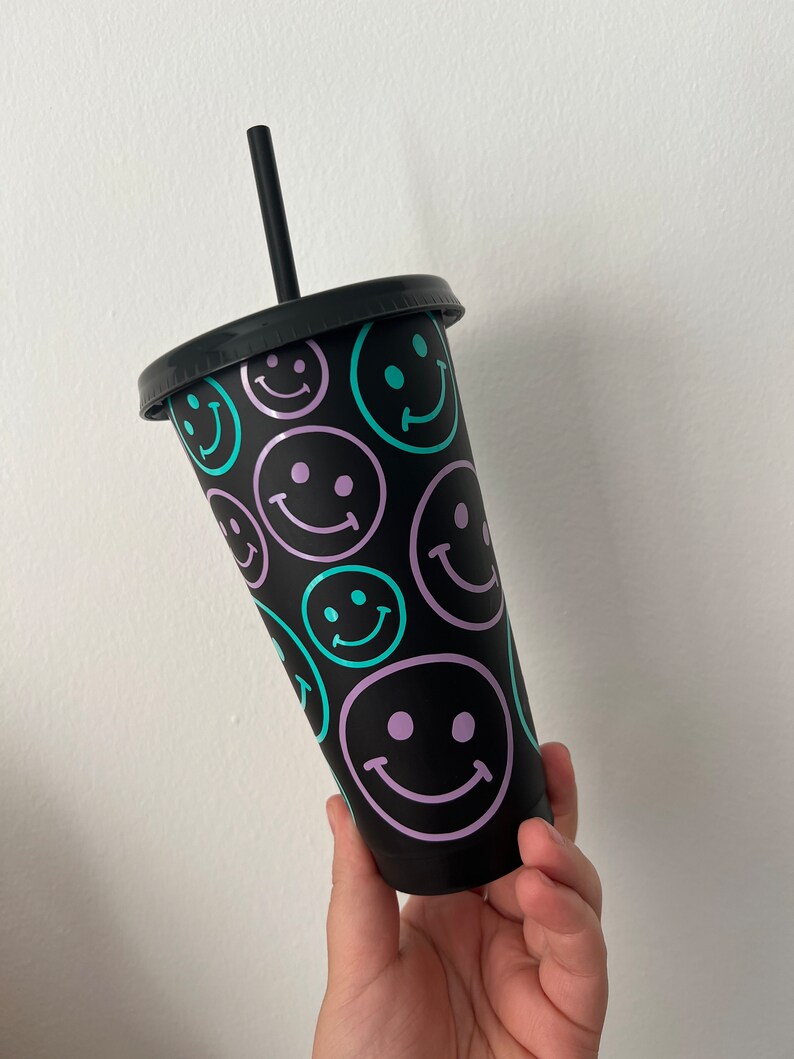 Smiley Face 24 Oz Reusable Cold Cup - Etsy
