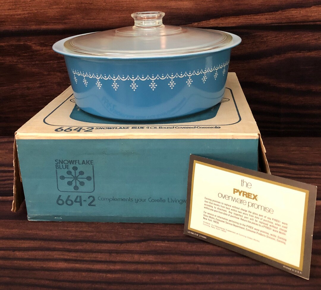Vintage Pyrex Snowflake Big Bertha 664 Large Covered - Etsy