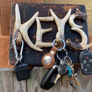 Rustic Deer Antler Horns Keychain Holder for Home or Business Handmade ...
