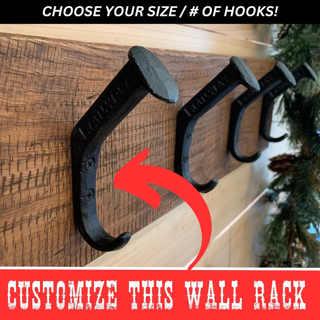 Rustic Reclaimed Wooden Wall Rack for Hats, Caps, & Coats - Farmhouse ...
