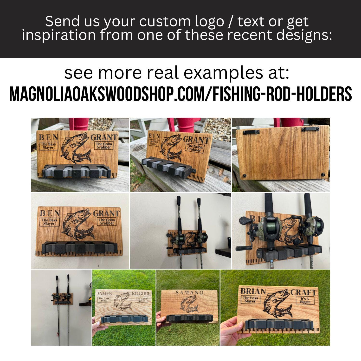 Gift for Fisherman – Personalized Fishing Rod Rack | Custom Engraved ...