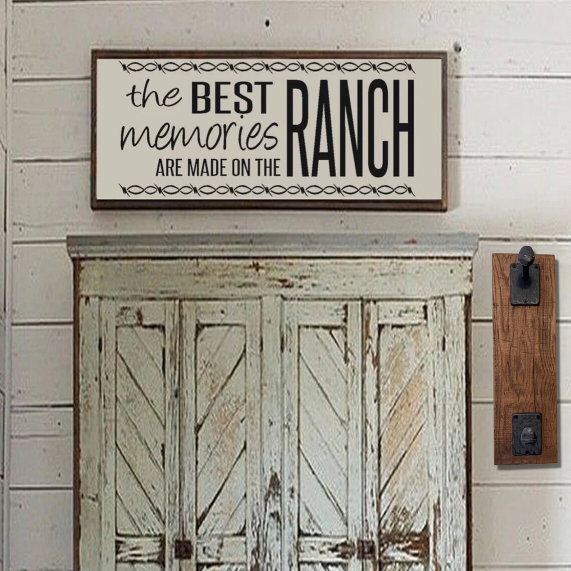 Cowboy Hat Wooden Wall Rack With 2 Railroad Stakes in Rustic Farmhouse ...