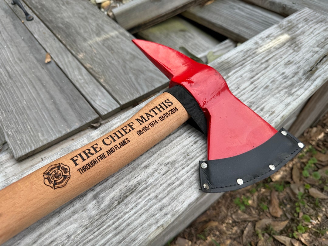 Personalized Firefighter Axe Hatchet With Red Wooden Handle - Fireman Retirement Award Gift From ...