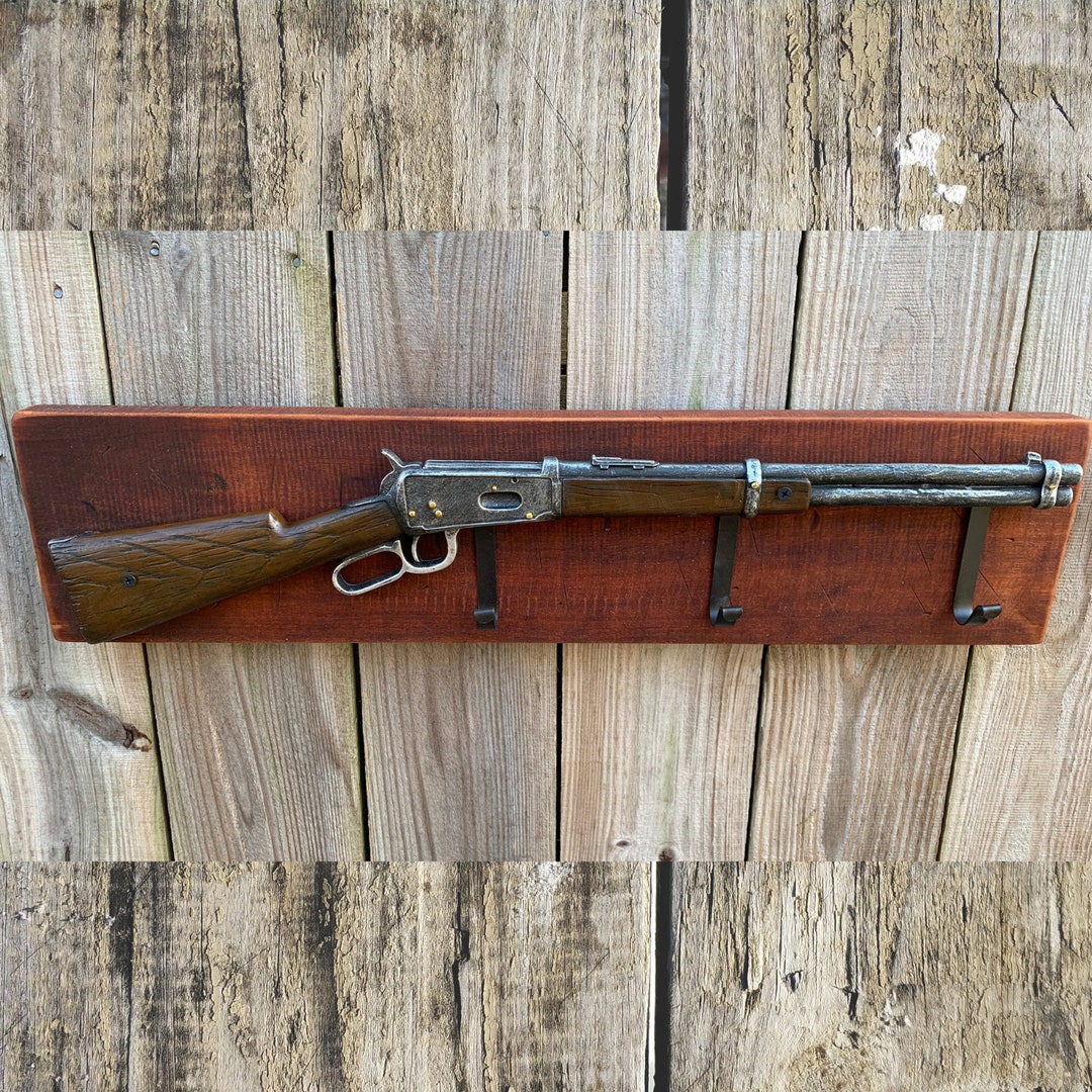 Rustic Farmhouse Reclaimed Wood Rifle Wall Rack Hanger - Ranch Cowboy ...