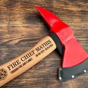 Personalized Firefighter Axe Hatchet With Red Wooden Handle - Fireman ...