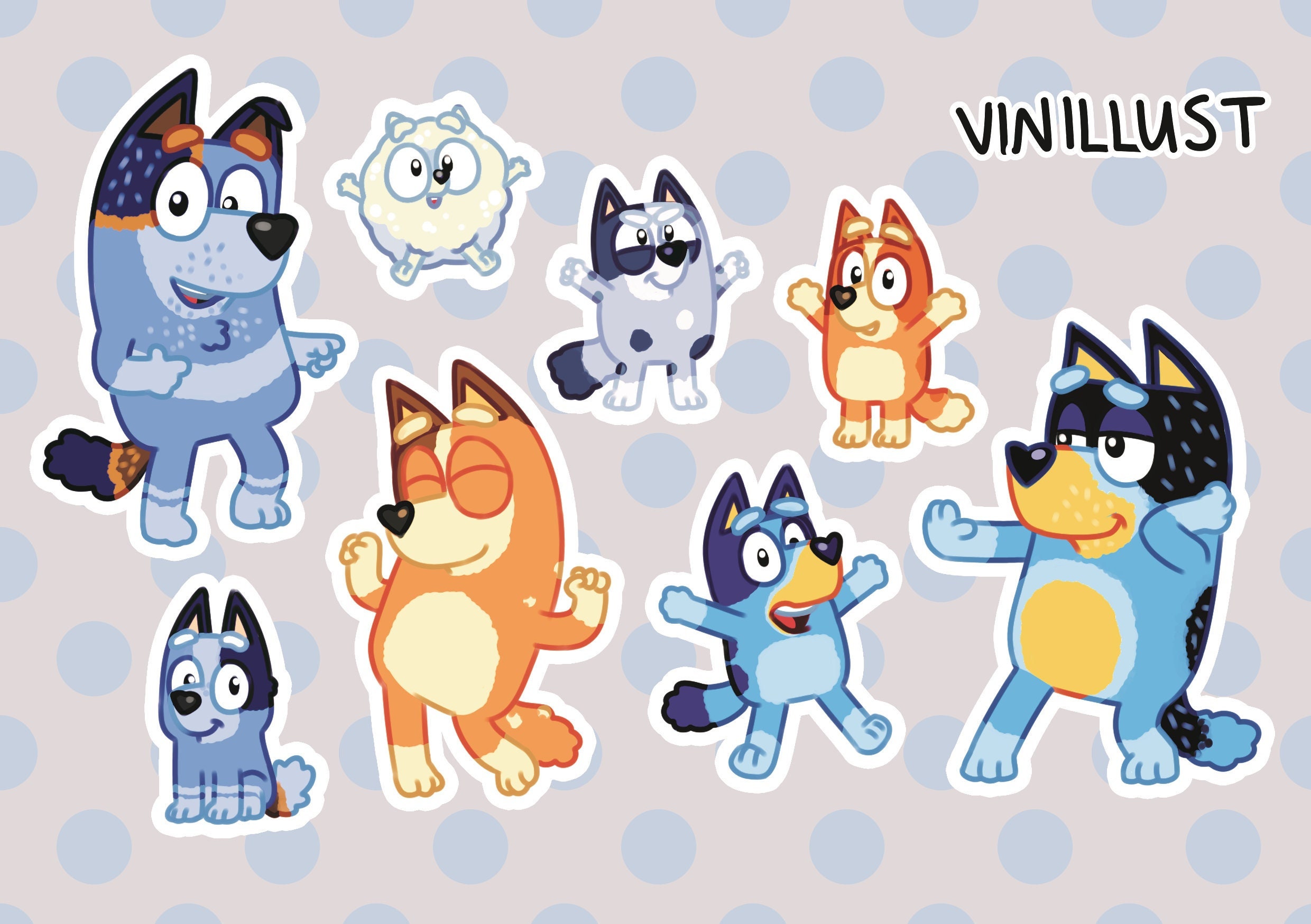 Cartoon Dog Characters Glossy Stickers Sheet Die / Kiss - Etsy