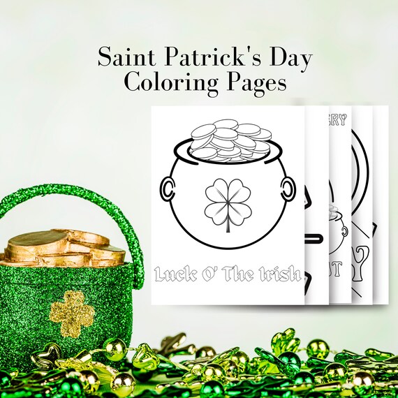 Saint Patricks Day Coloring Page Bundle Printable Digital | Etsy
