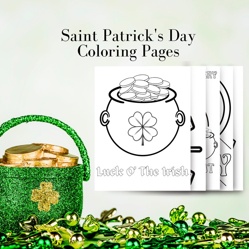 Saint Patricks Day Coloring Page Bundle, Printable Digital Download - Etsy