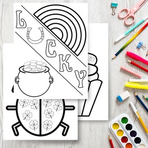 Saint Patricks Day Coloring Page Bundle, Printable Digital Download - Etsy